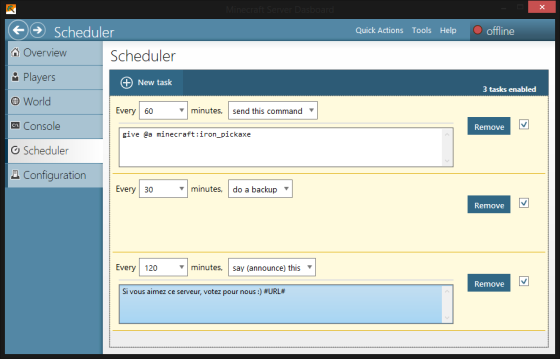Minecraft Server Dashboard - Minecraft.fr