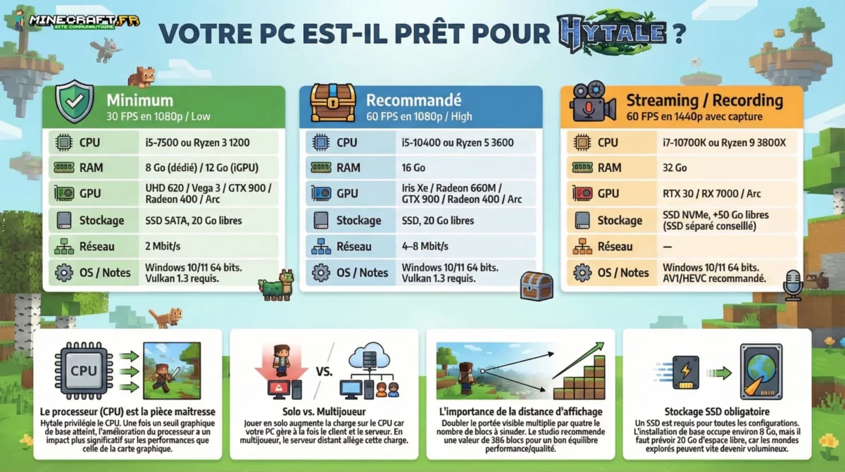 Quelle configuration PC minimum faut-il pour jouer à Hytale ? - Minecraft.fr