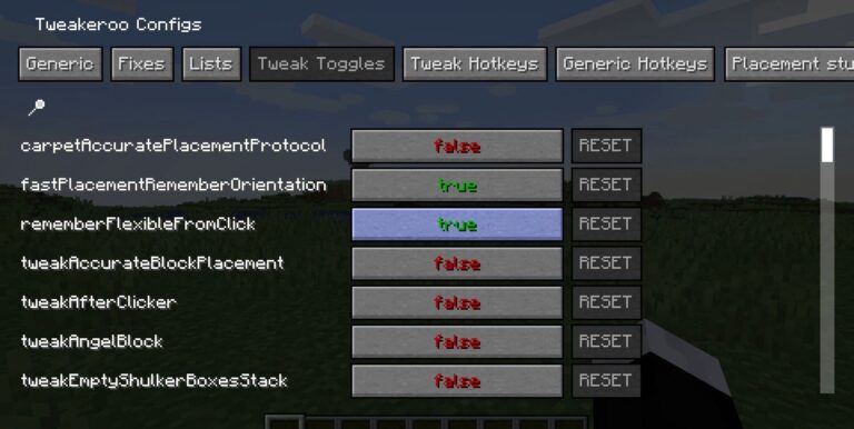 Le mod Tweakeroo propose une série de réglages avancés pour faciliter ...